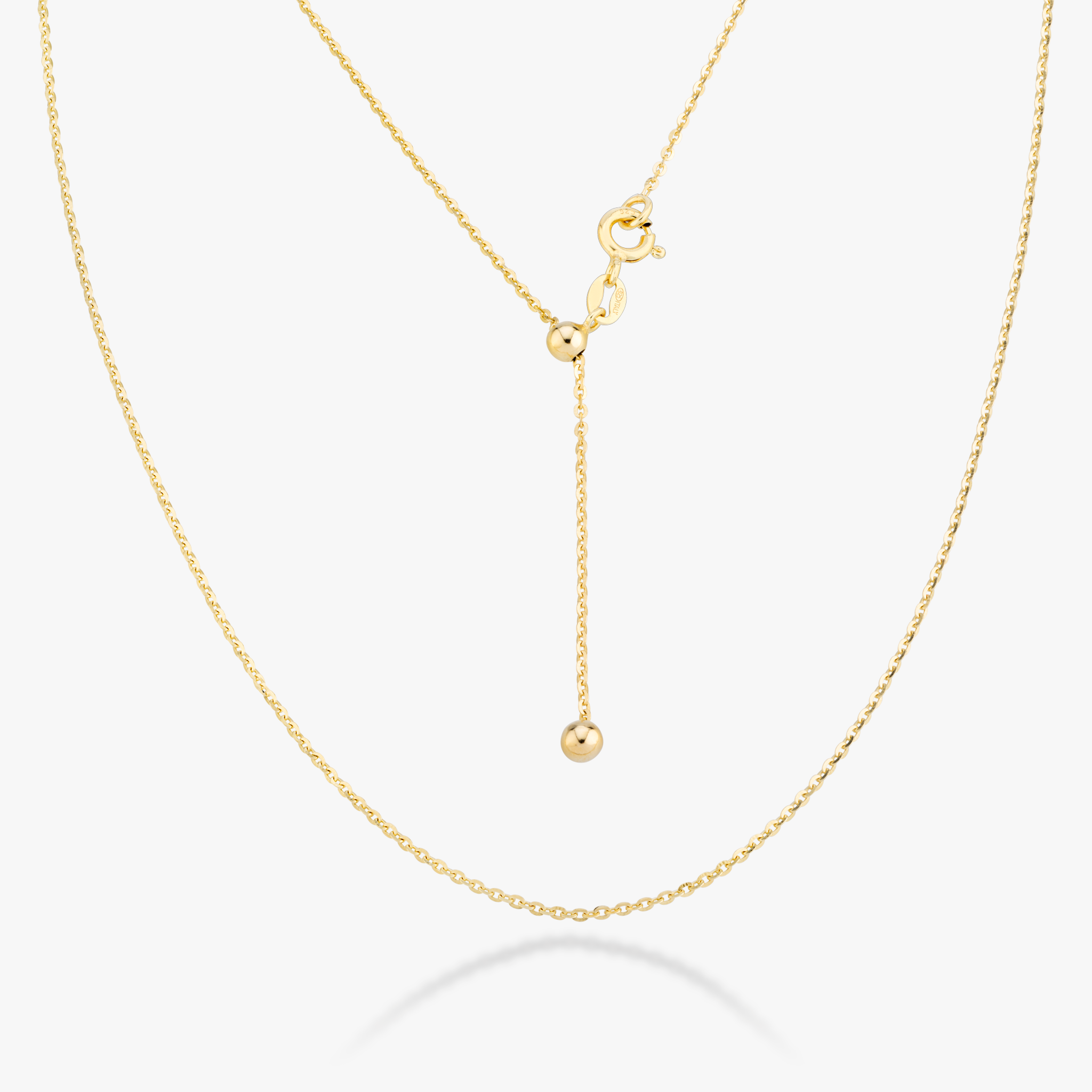 Adjustable Bolo Cable Necklace in 18k Gold Over Sterling Silver, 1.3mm ...