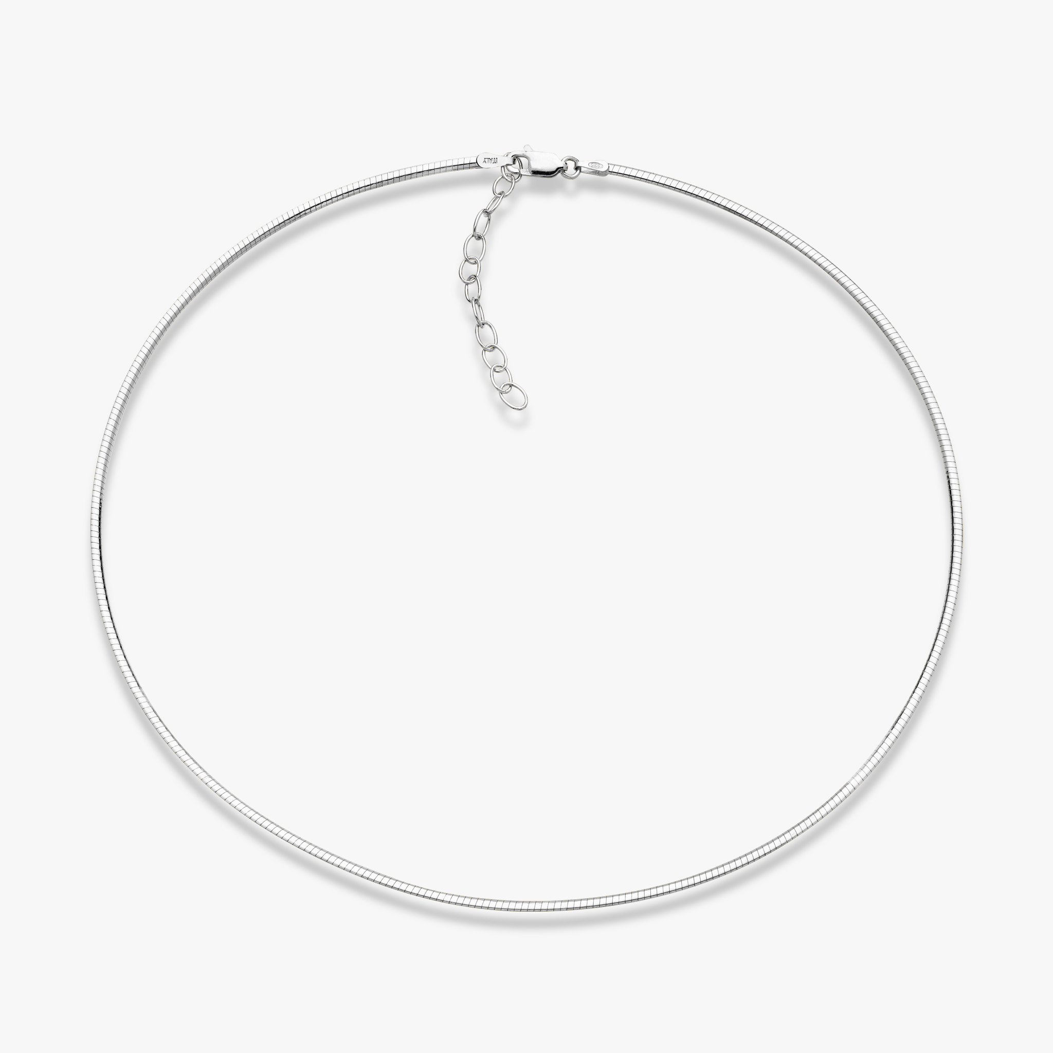 Dome Omega Adjustable Necklace in Sterling Silver, 2mm – Miabella