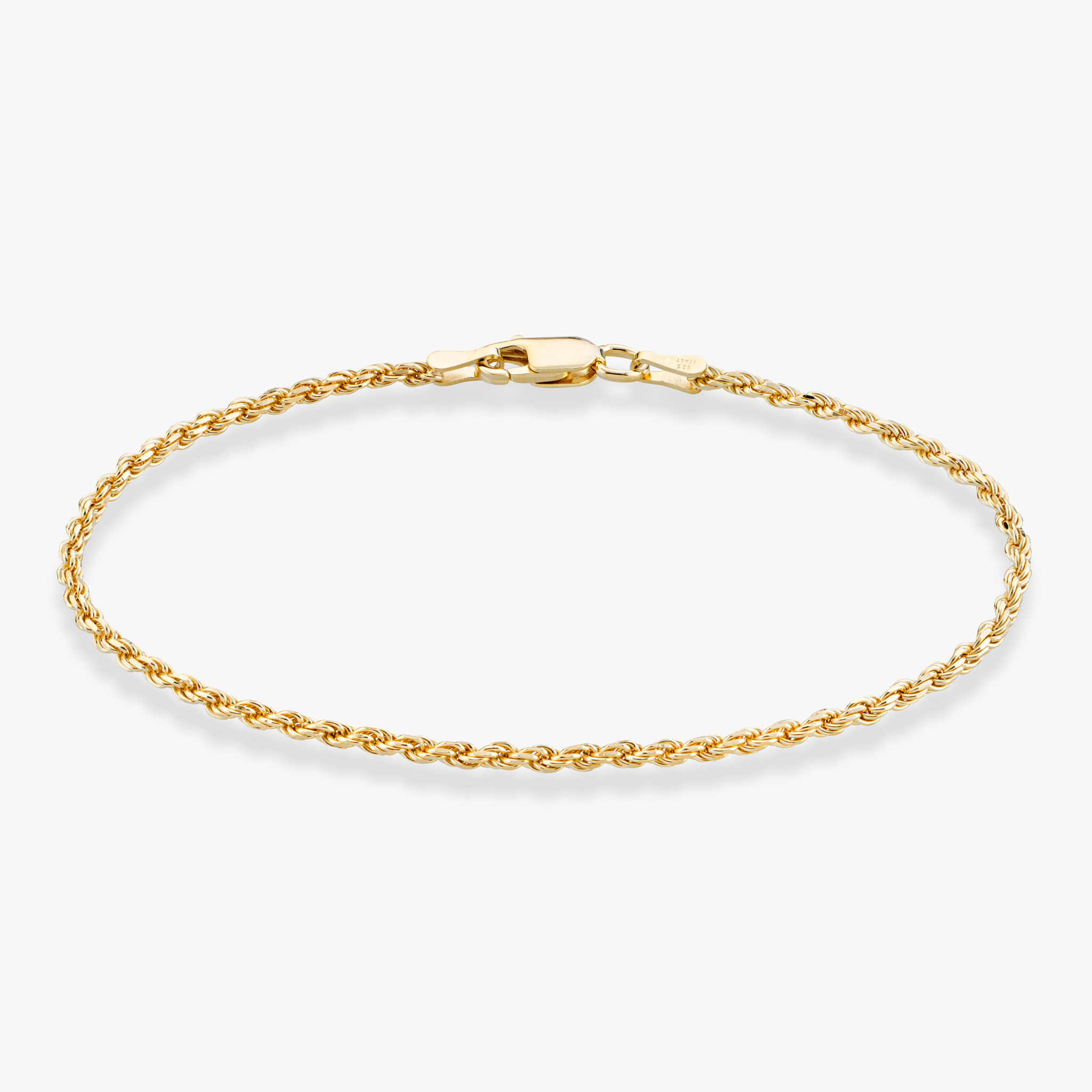 Rope Anklet in 18k gold over sterling silver, 2mm – Miabella